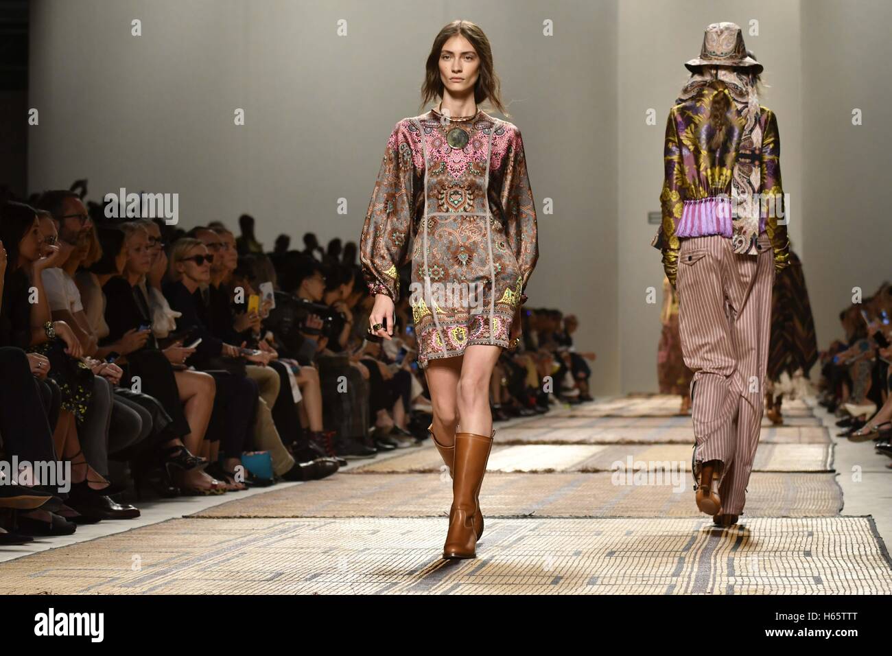 Models on the catwalk at the Etro show during Milan Fashion Week in ...