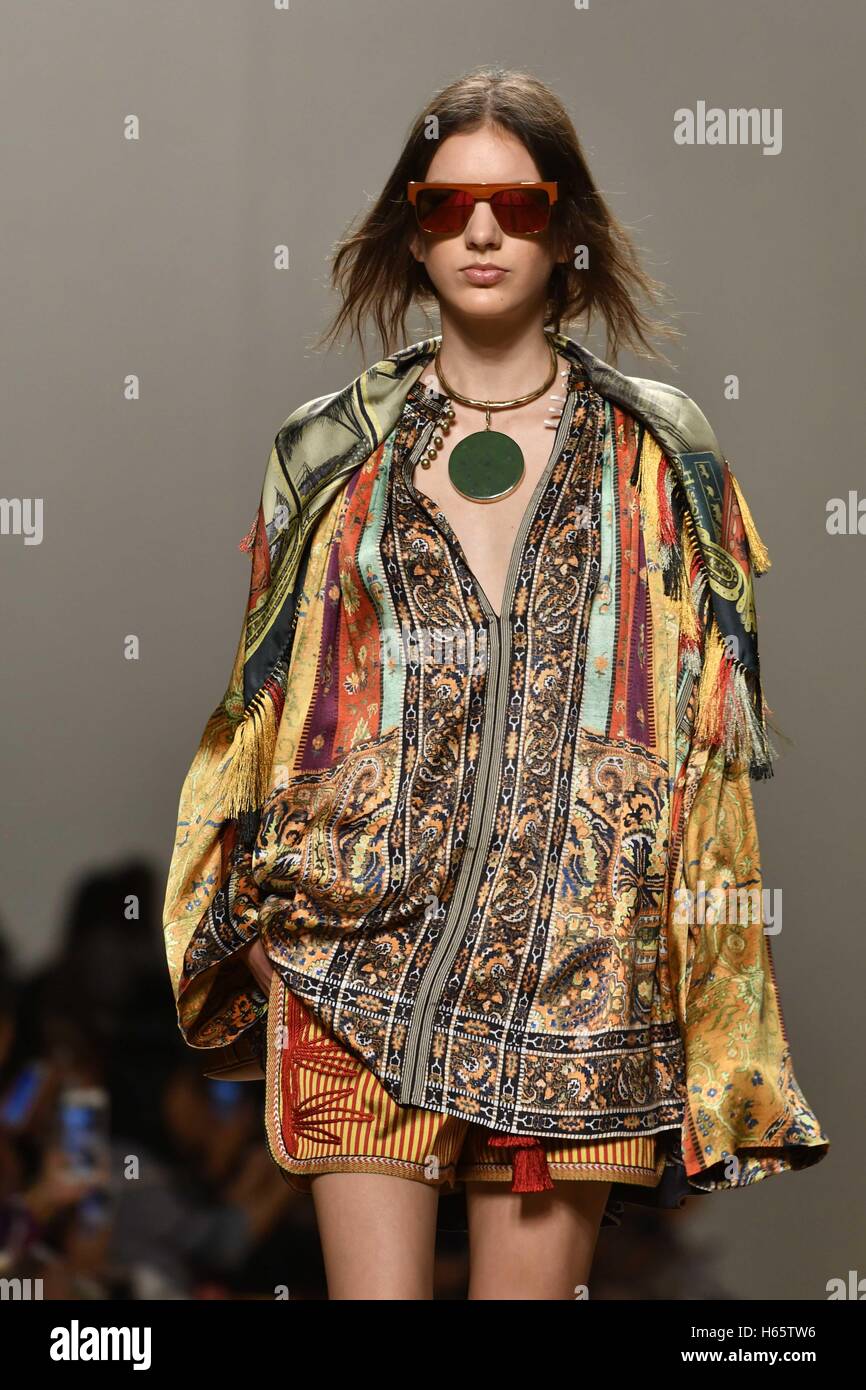 Models on the catwalk at the Etro show during Milan Fashion Week in ...