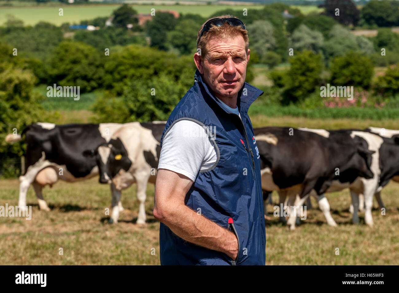 Farmer Ryan Haydon, of Offham Farm, Arundel, West Sussex, with some of ...