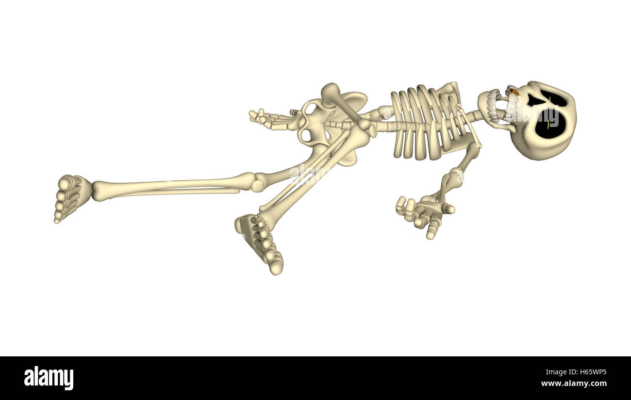 3D rendering of a cartoon human skeleton isolated on white background ...