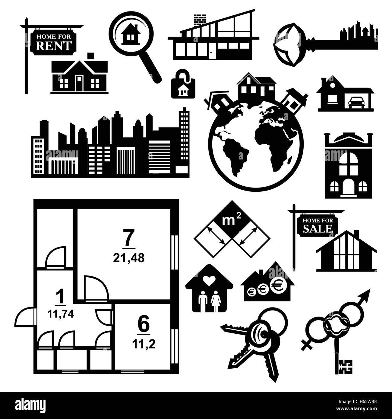 Big real estate icons set Stock Vector Image & Art - Alamy