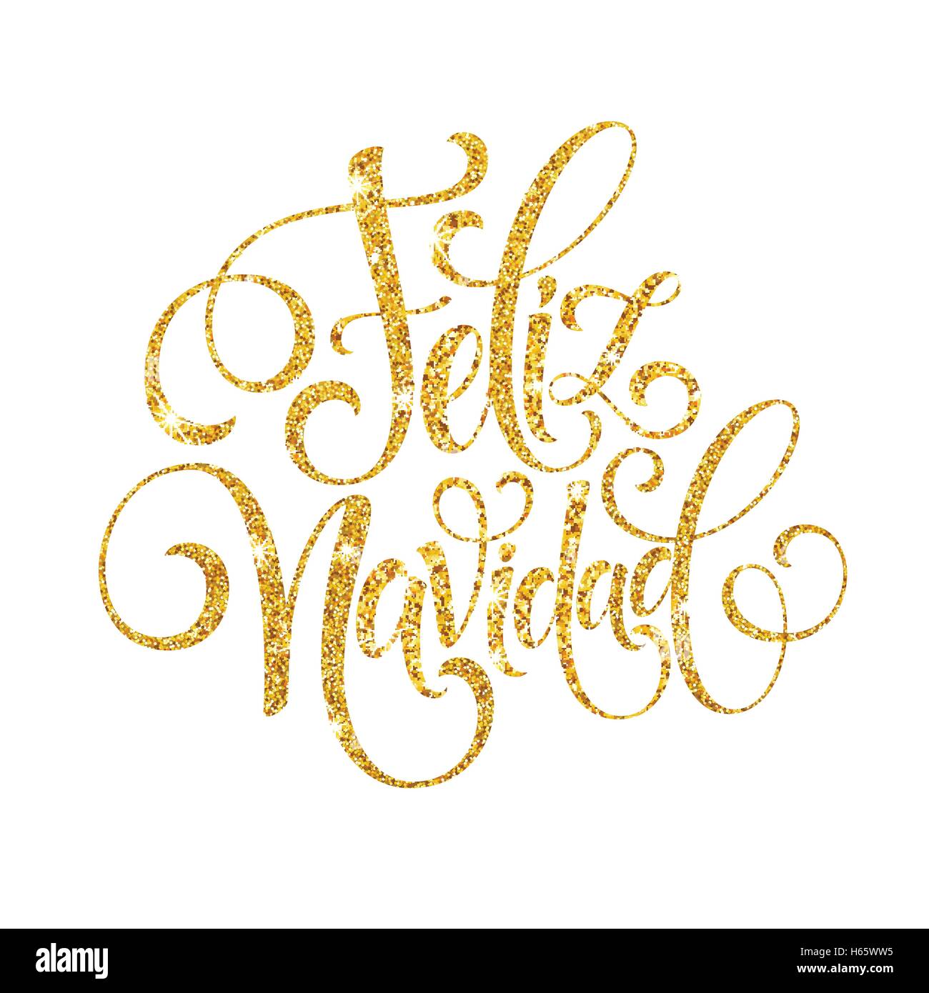 Feliz Navidad hand lettering decoration text for greeting card design ...