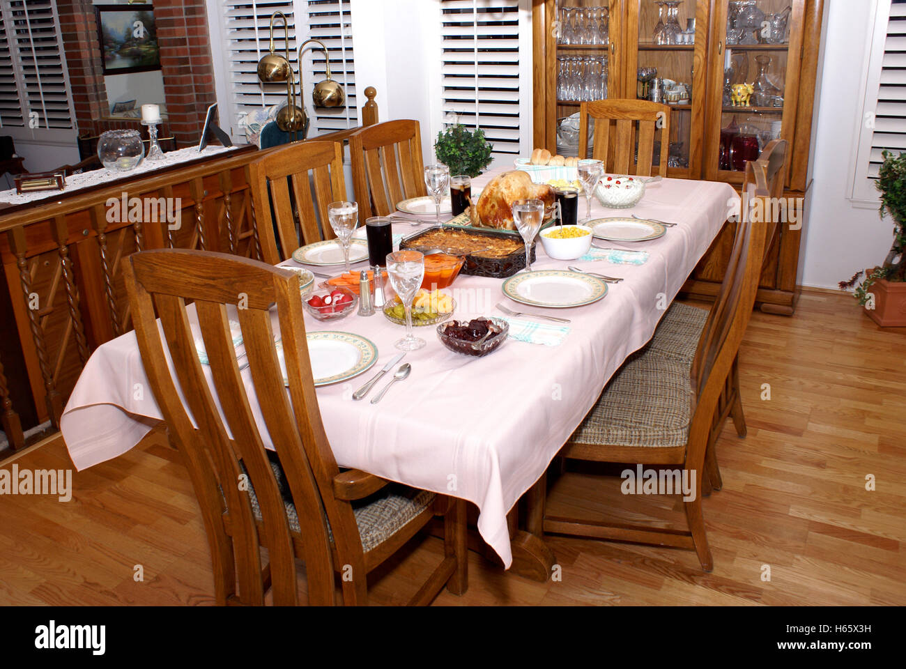Table set of Thanksgiving Day Dinner Stock Photo - Alamy