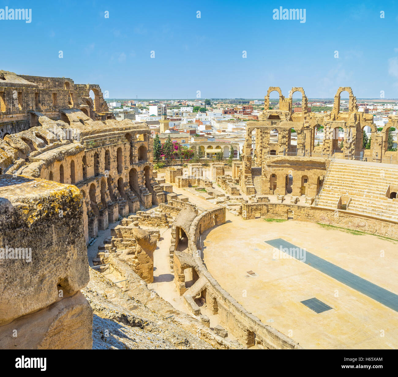 The view of the roman arena from its high layer, El Jem Stock Photo - Alamy