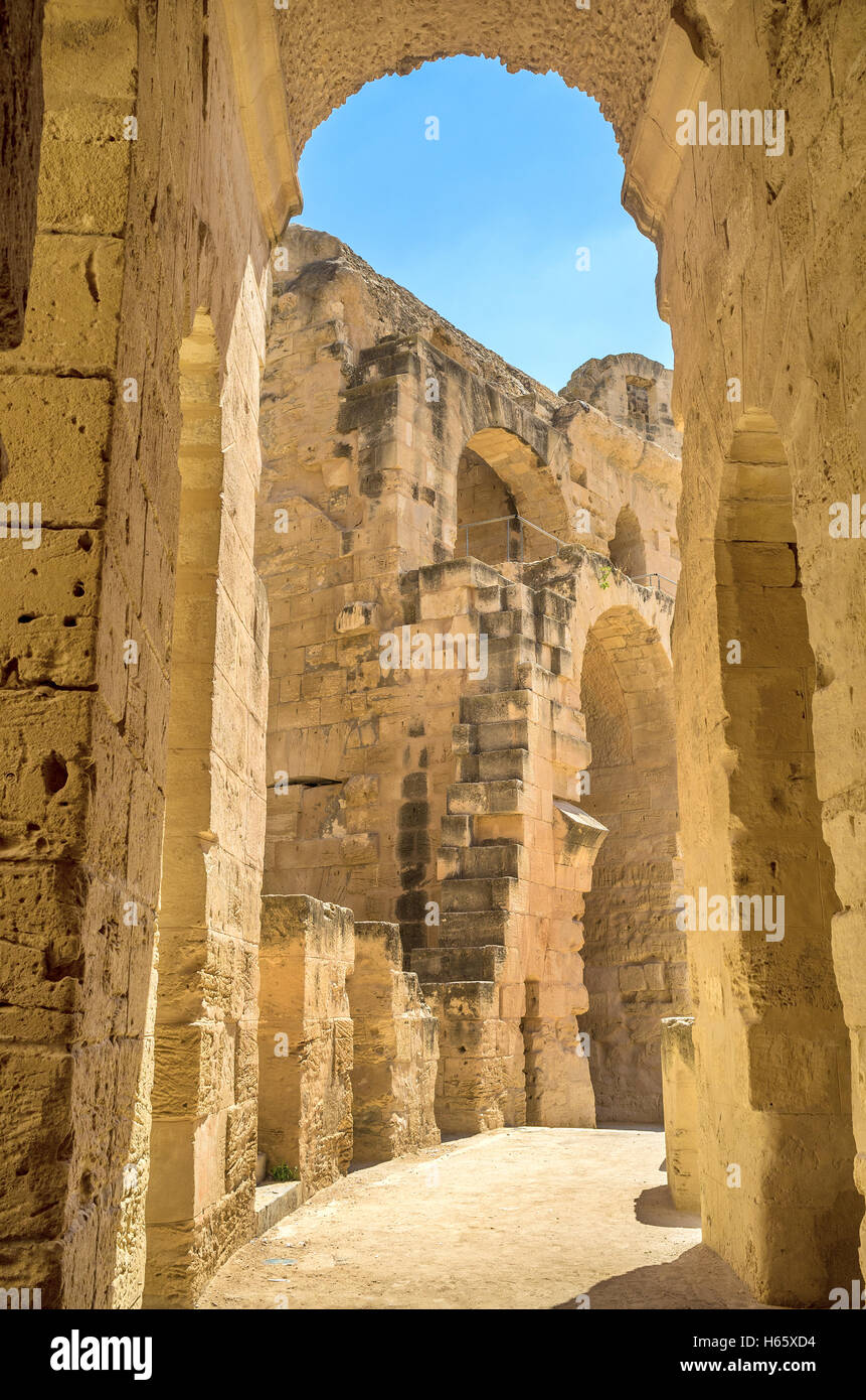 The Roman amphitheatre were built of the yellow tufa, a type of the ...