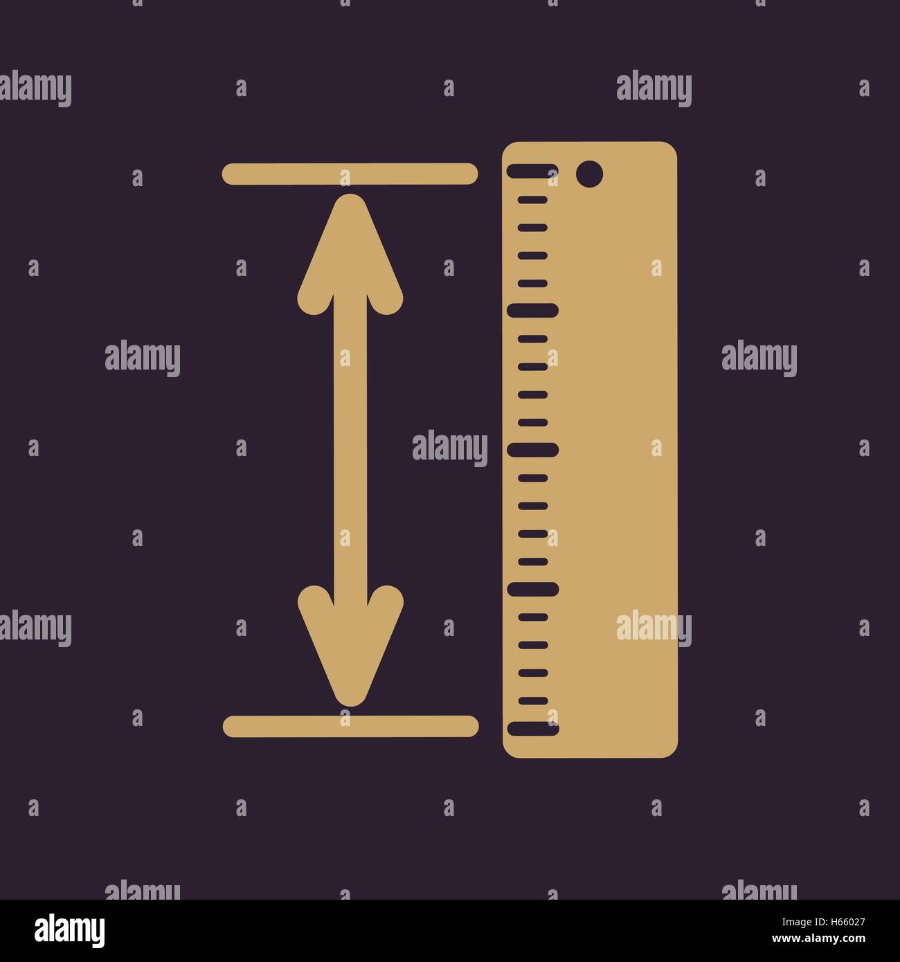 The measuring height and length icon. Ruler, straightedge, scale symbol ...