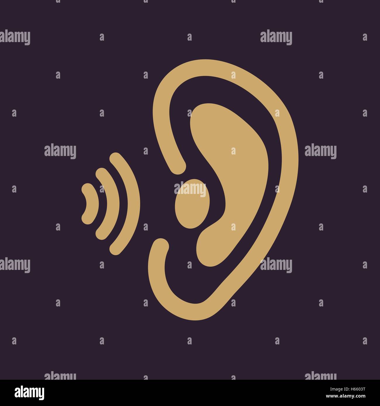 The ear icon. Sense organ and hear, understand symbol. Flat Stock ...