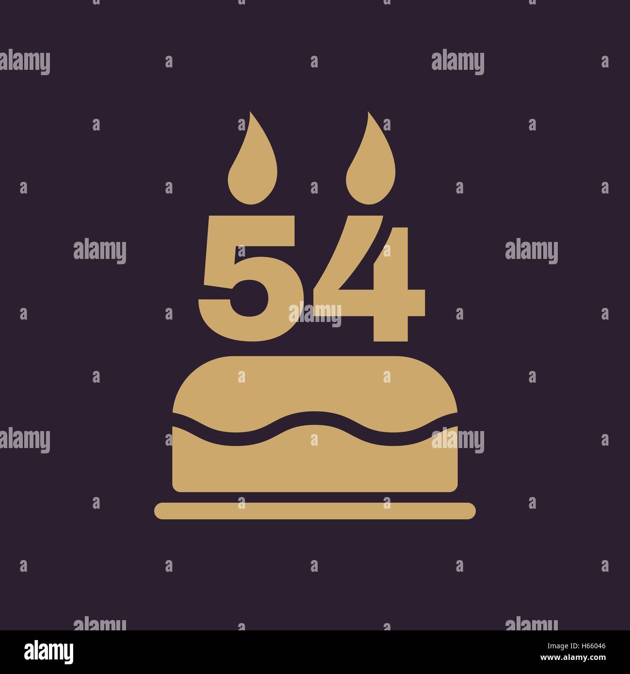 The birthday cake with candles in the form of number 54 icon. Birthday ...