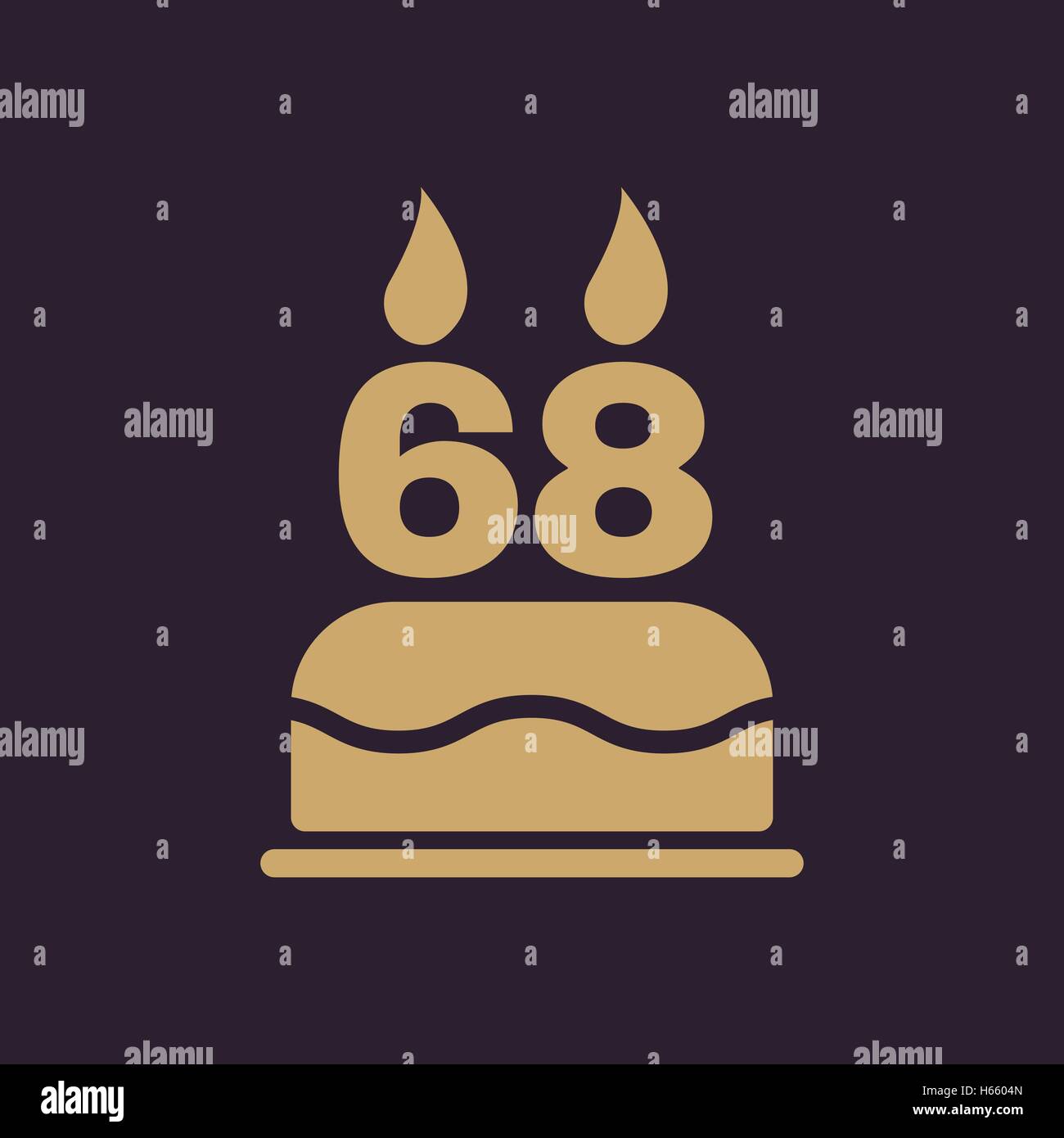 The birthday cake with candles in the form of number 68 icon. Birthday ...