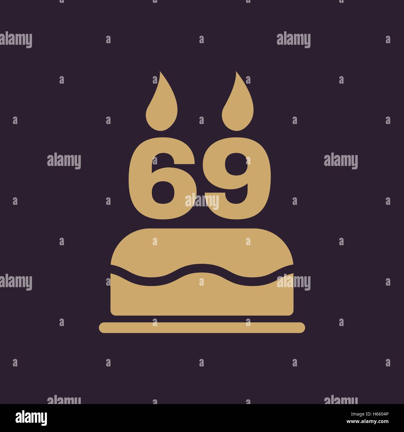 The birthday cake with candles in the form of number 69 icon. Birthday ...