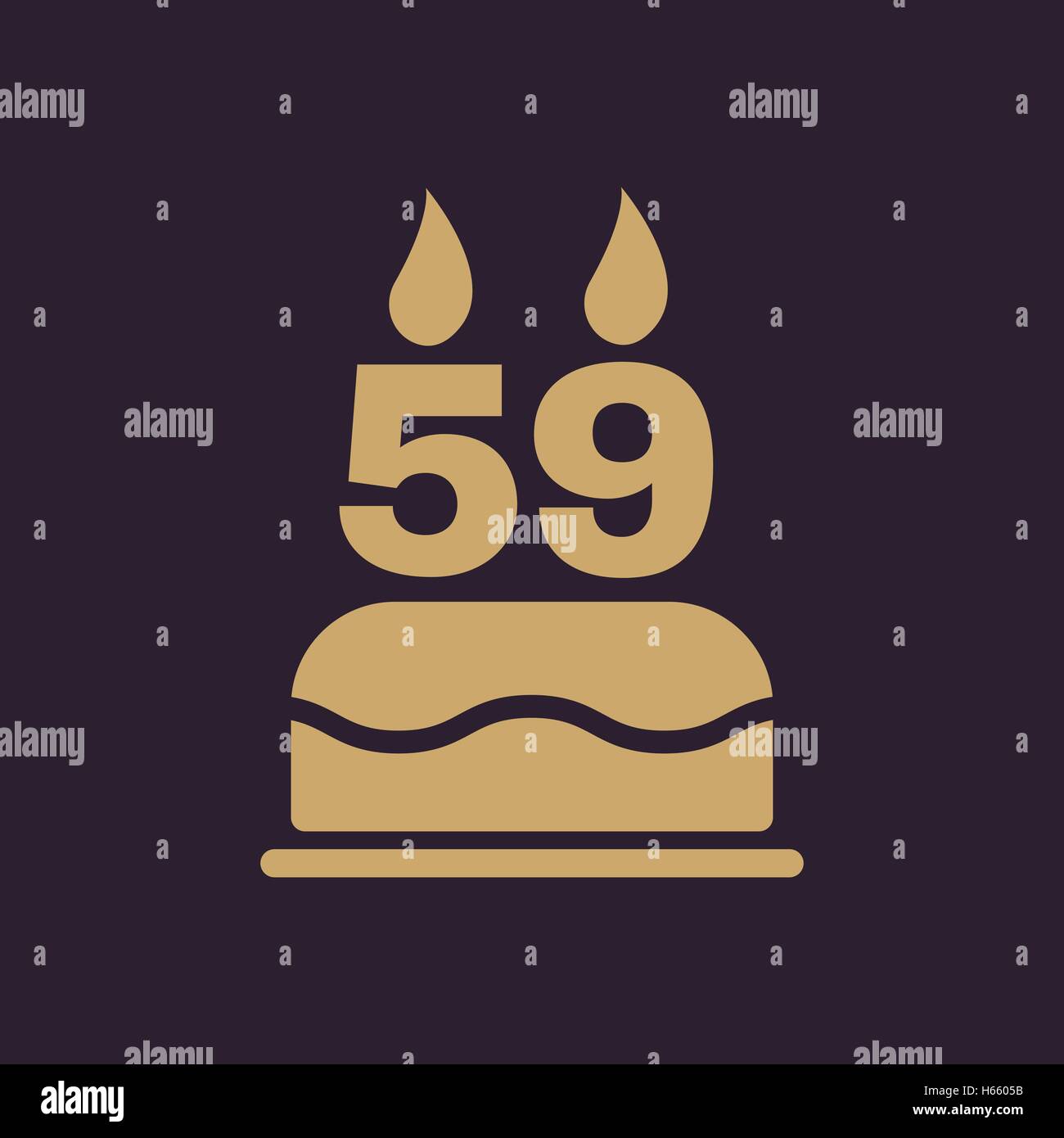 The birthday cake with candles in the form of number 59 icon. Birthday ...