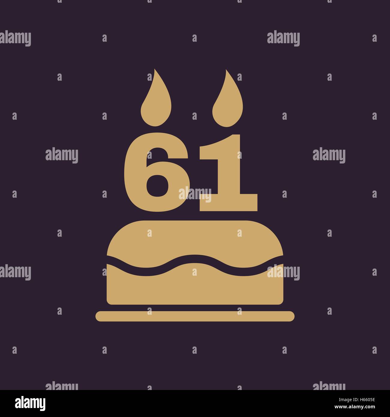 The birthday cake with candles in the form of number 61 icon. Birthday ...