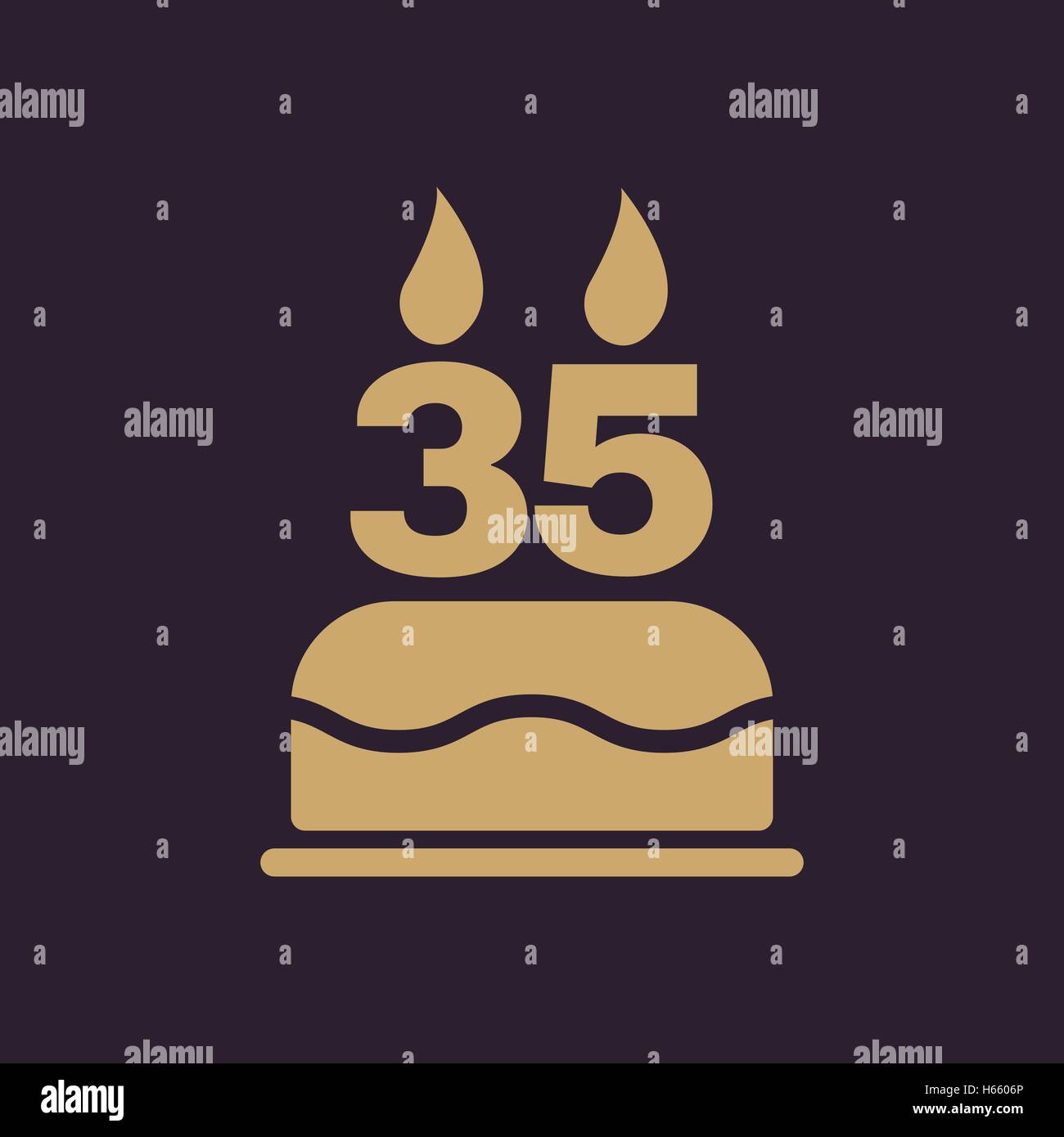 The birthday cake with candles in the form of number 35 icon. Birthday ...