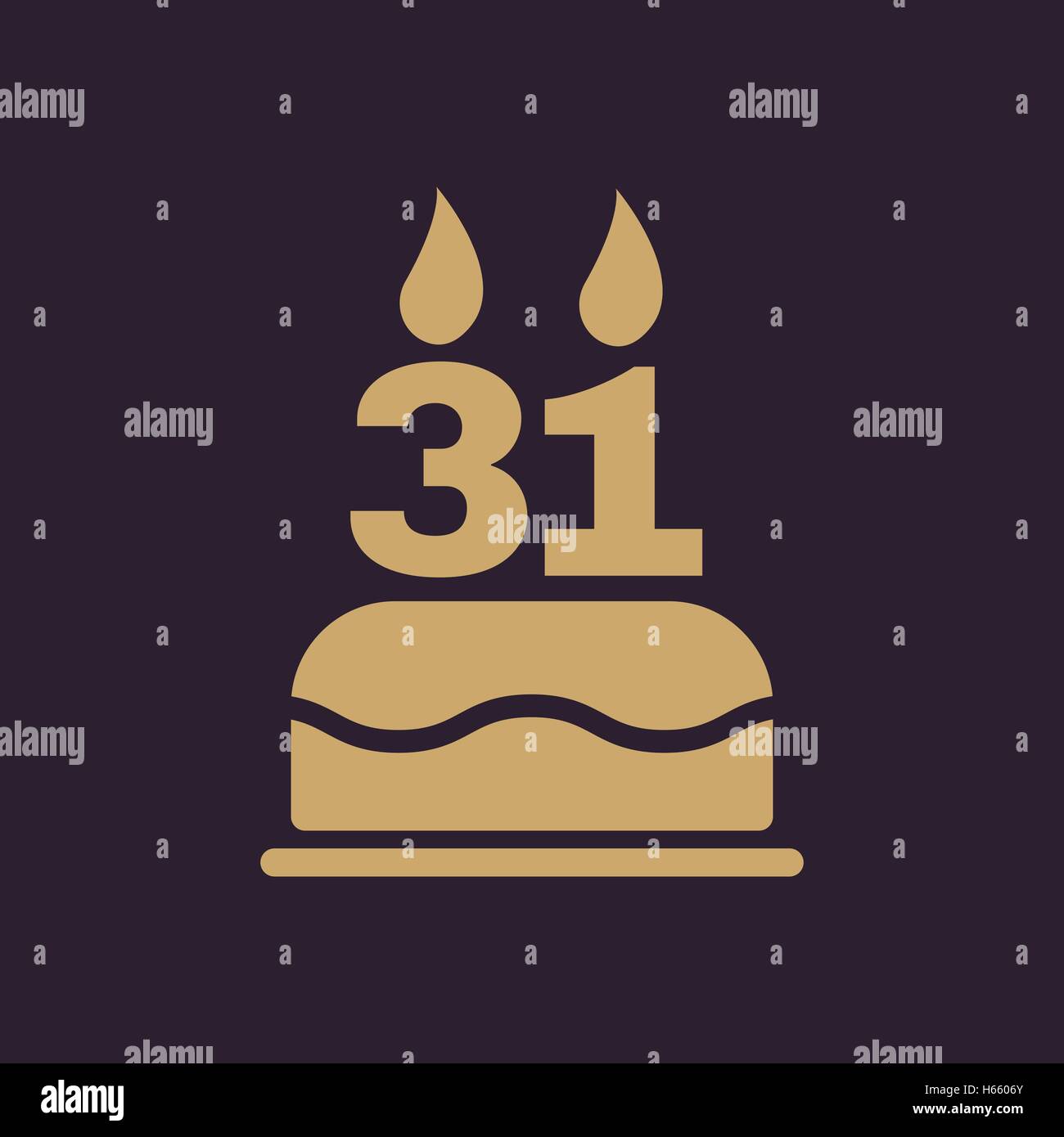 The birthday cake with candles in the form of number 31 icon. Birthday ...