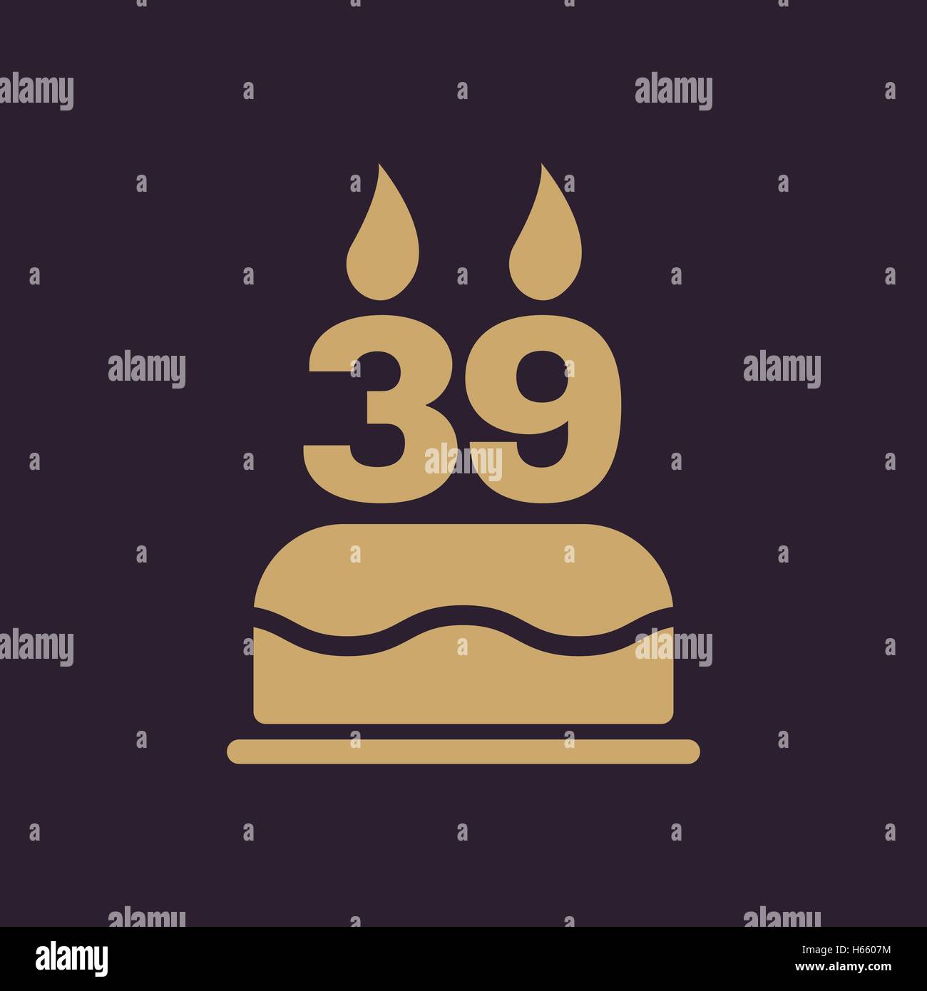 The birthday cake with candles in the form of number 39 icon. Birthday ...