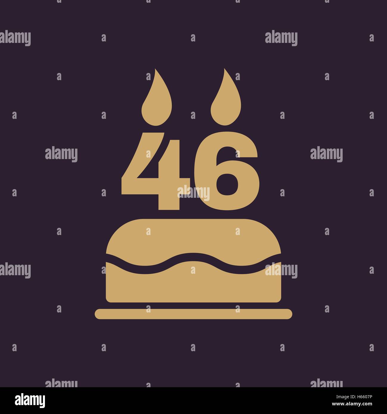 The birthday cake with candles in the form of number 46 icon. Birthday ...