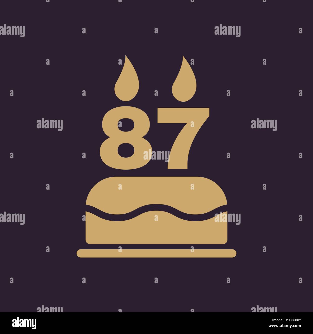The birthday cake with candles in the form of number 87 icon. Birthday ...