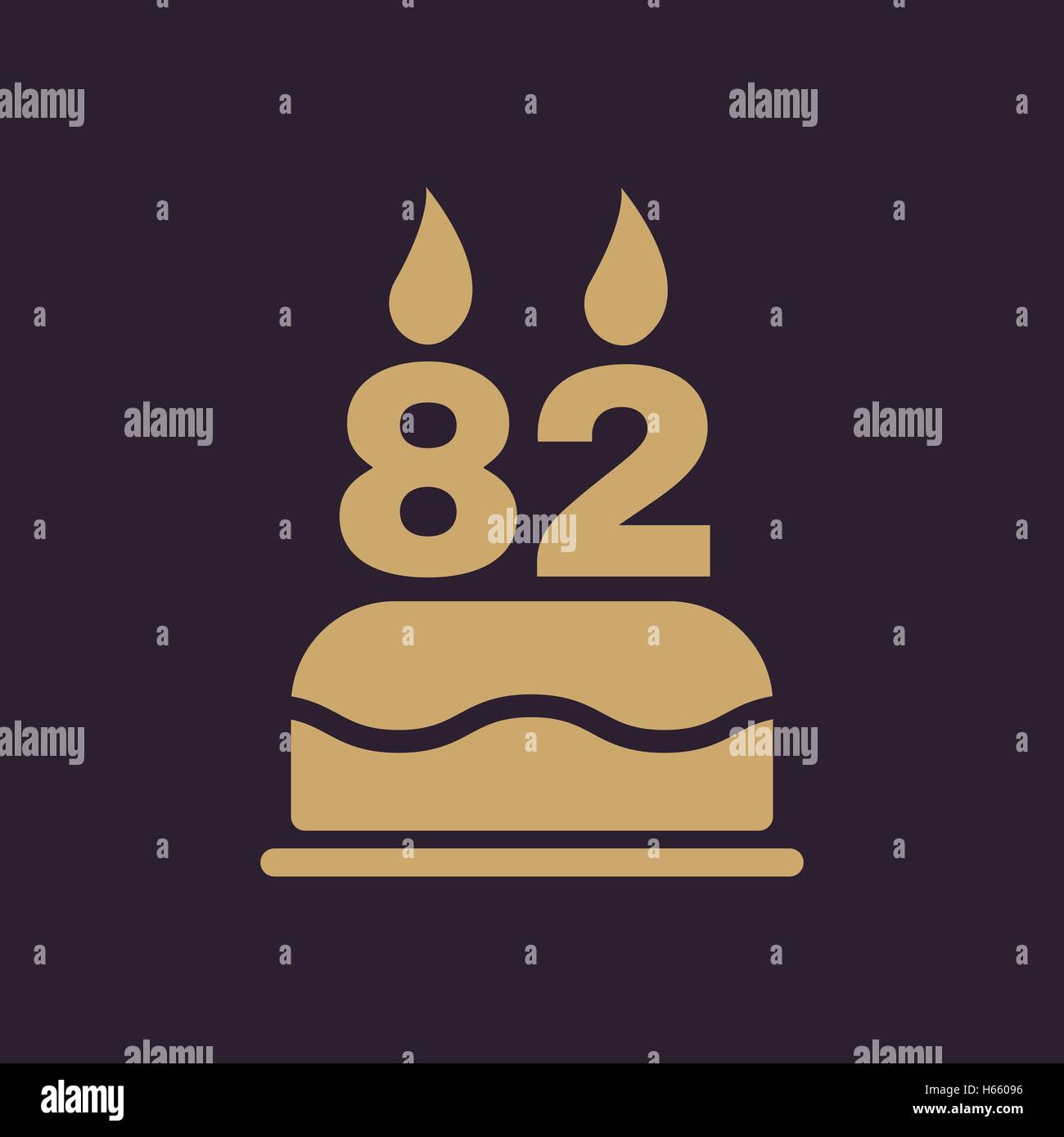 The birthday cake with candles in the form of number 82 icon. Birthday ...