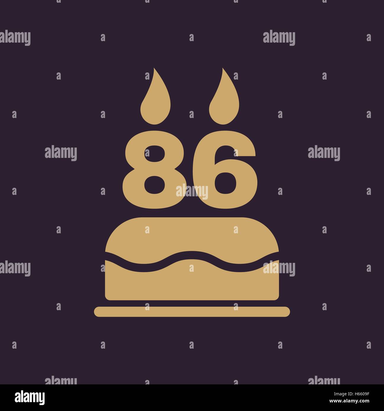 The birthday cake with candles in the form of number 86 icon. Birthday ...