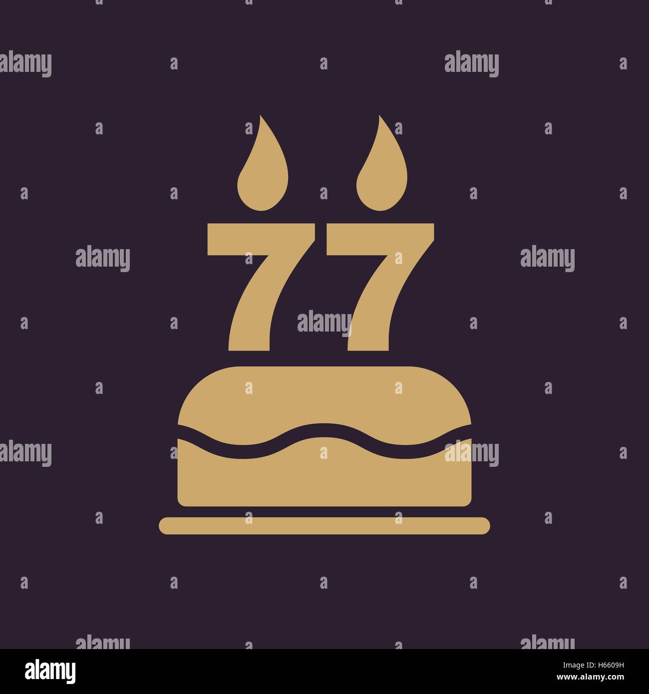 The birthday cake with candles in the form of number 77 icon. Birthday ...