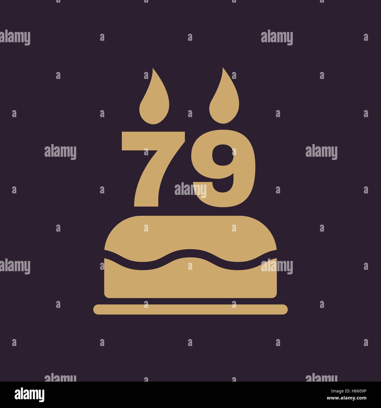 The birthday cake with candles in the form of number 79 icon. Birthday ...