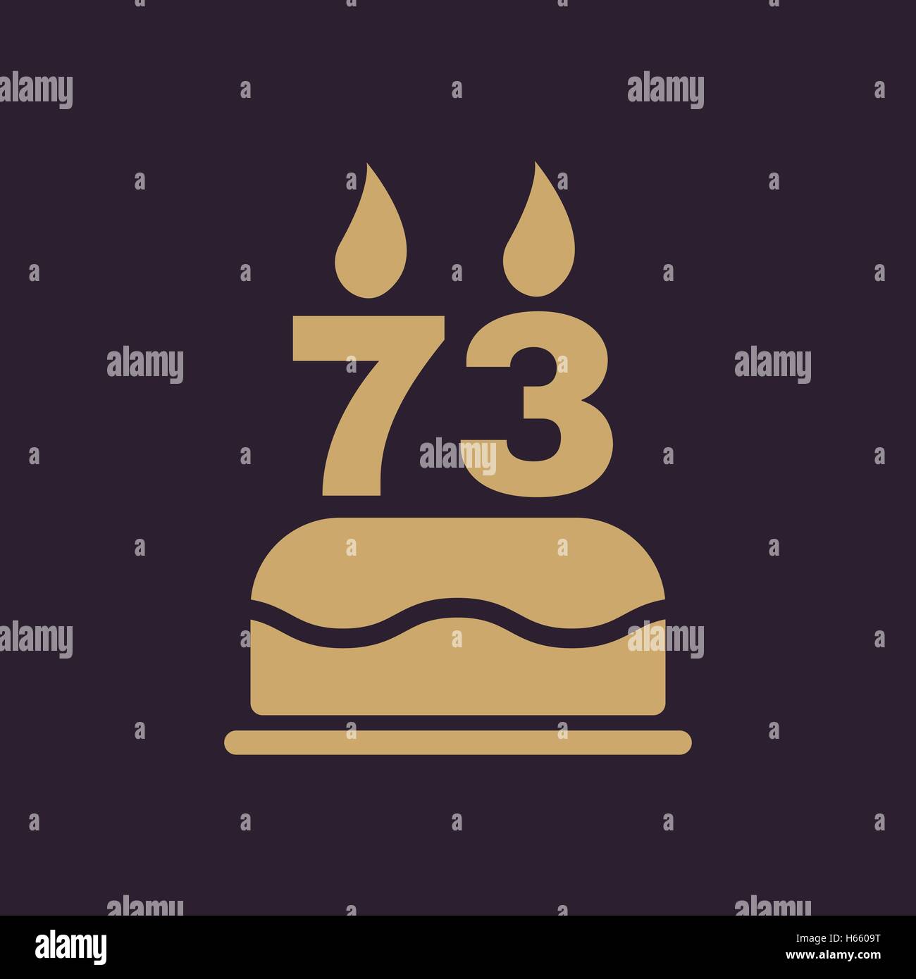 The birthday cake with candles in the form of number 73 icon. Birthday ...