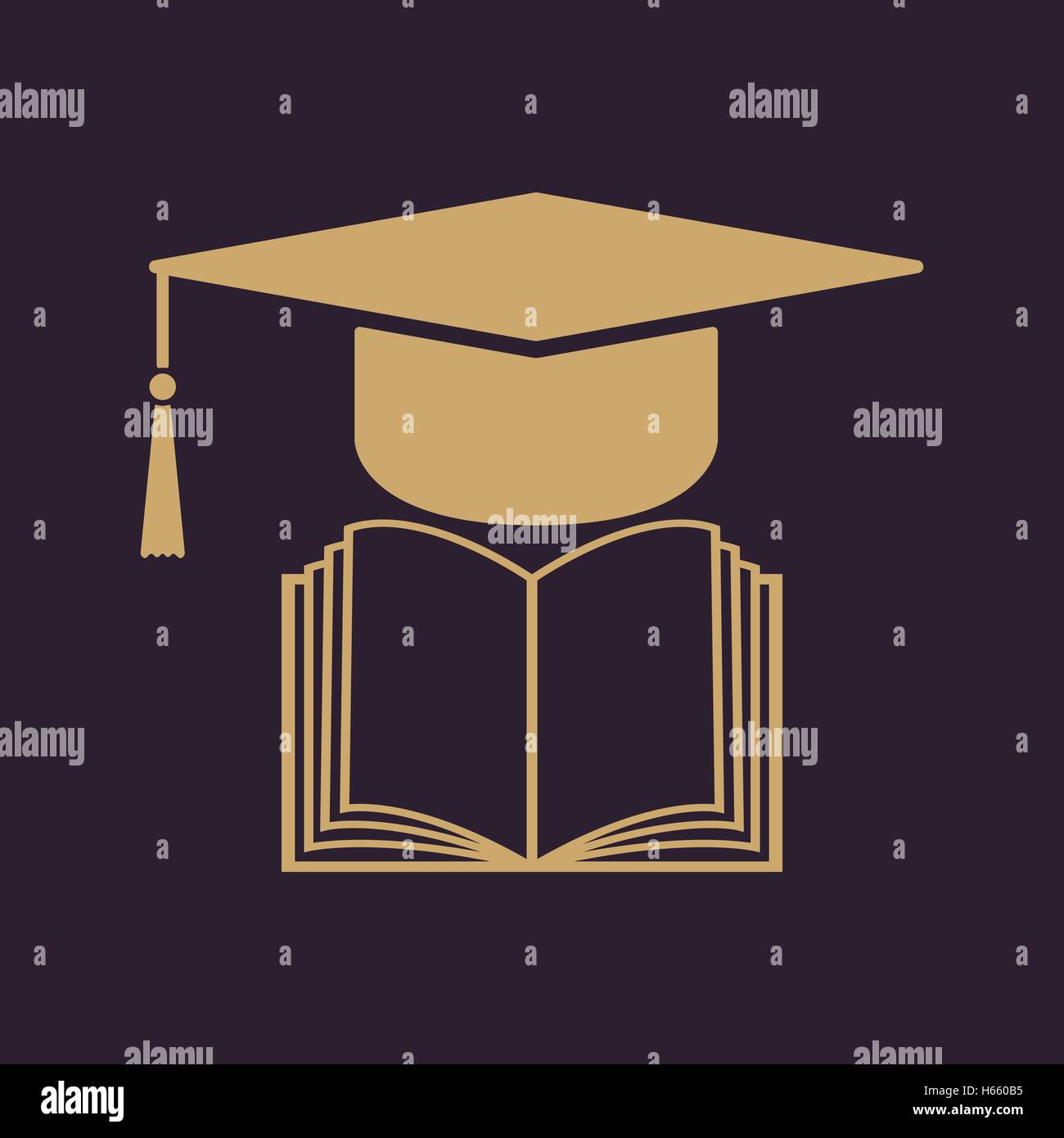 The graduation cap and book icon. School and university, learning ...