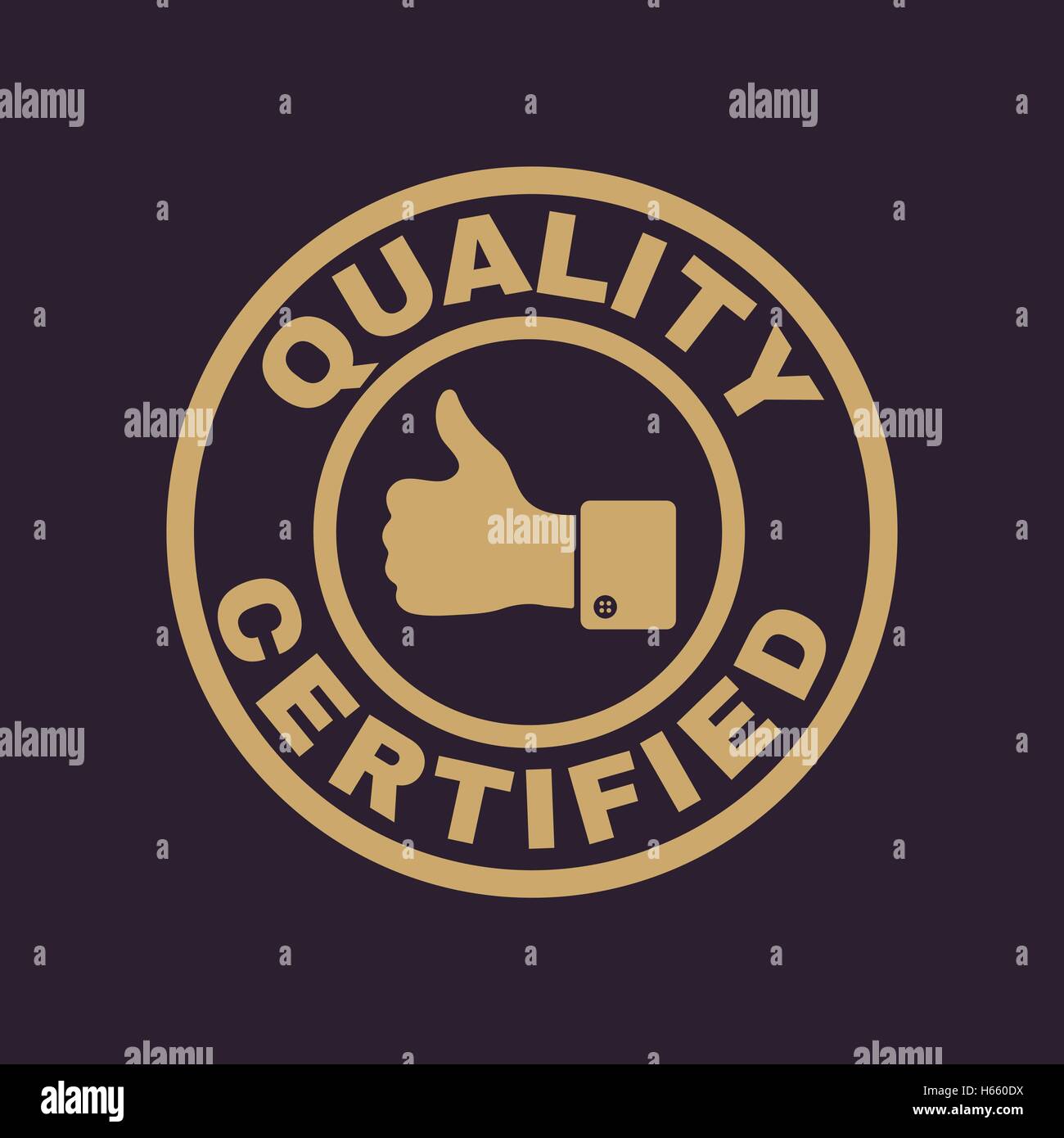 The certified quality and thumbs up icon. Approval, approbation ...