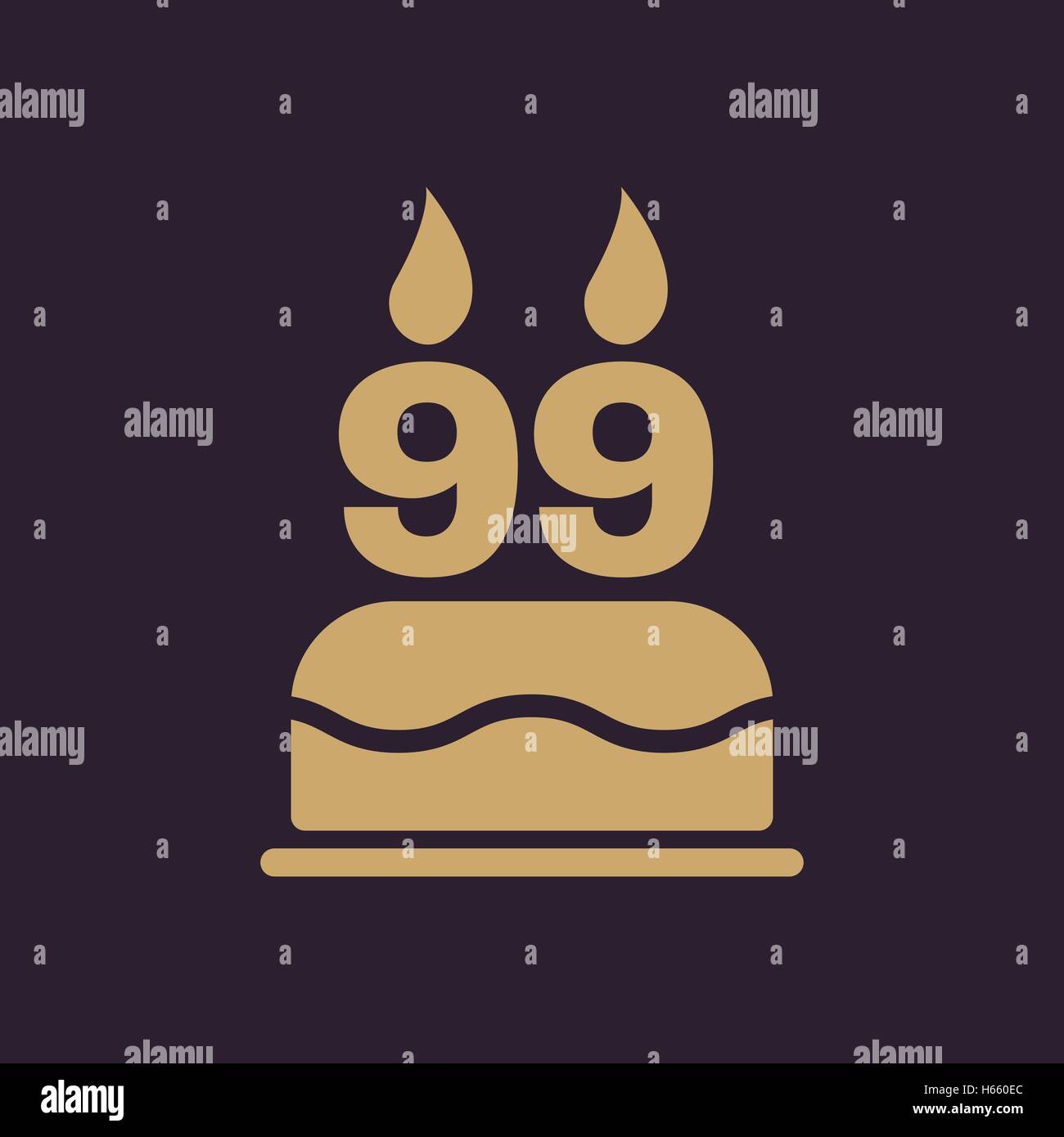 The birthday cake with candles in the form of number 99 icon. Birthday ...