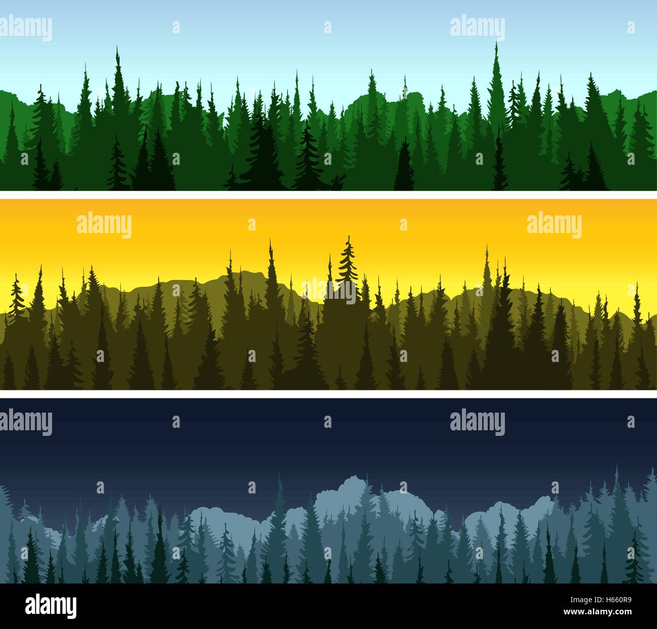 Wide landscape pine forest on Stock Vector Images - Alamy