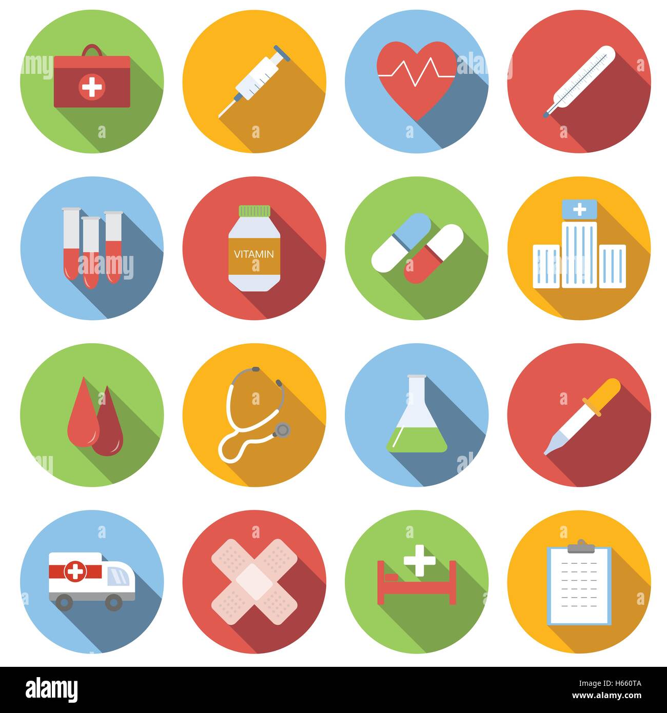 Medicine flat round icon set Stock Vector Image & Art - Alamy