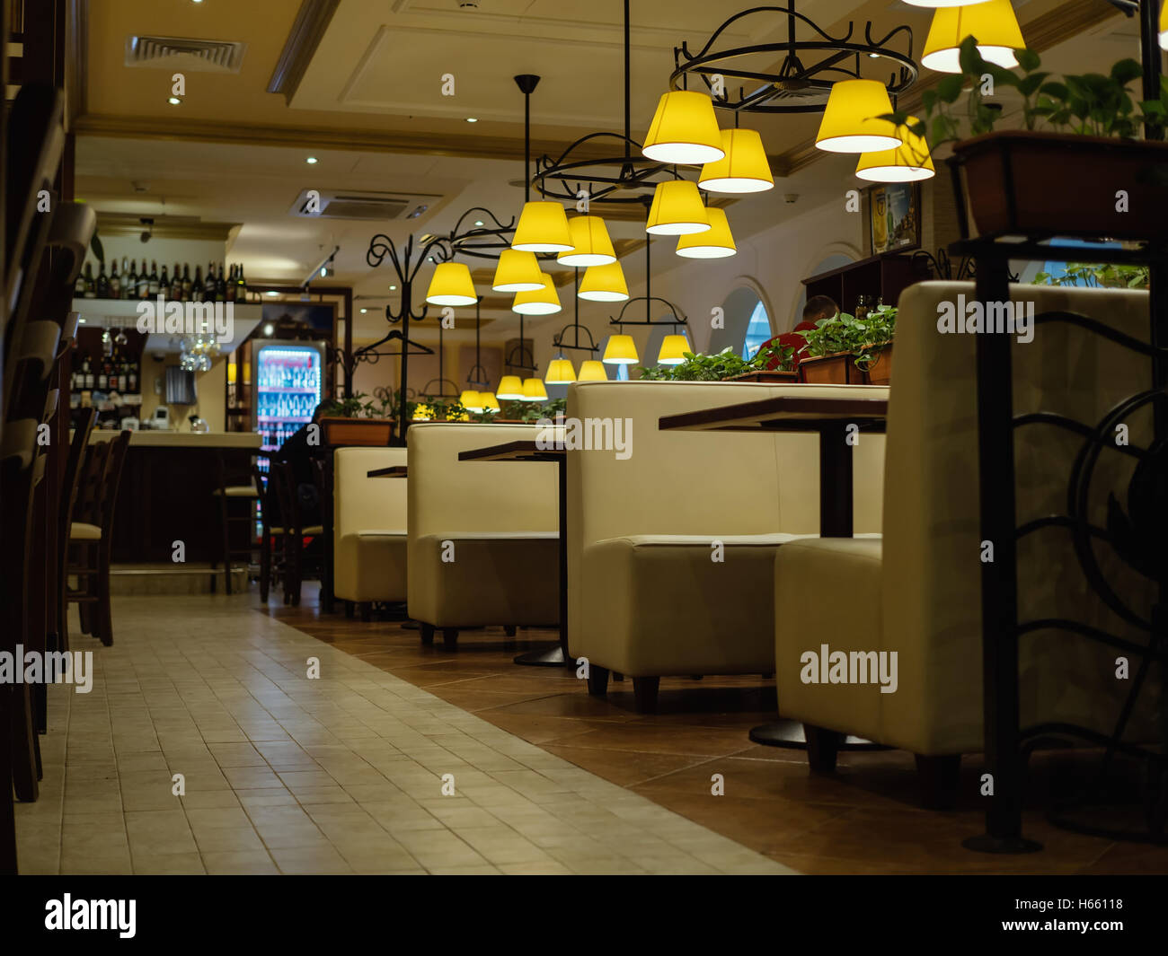 Saint Petersburg, Russia - May 25, 2016: ‘Il Patio’ restaurant interior ...
