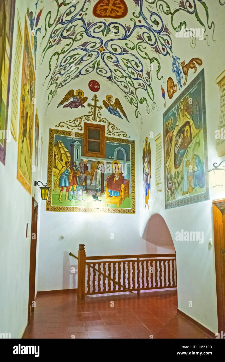 The interior of the Kykkos monastery, decorated with the painted icons ...