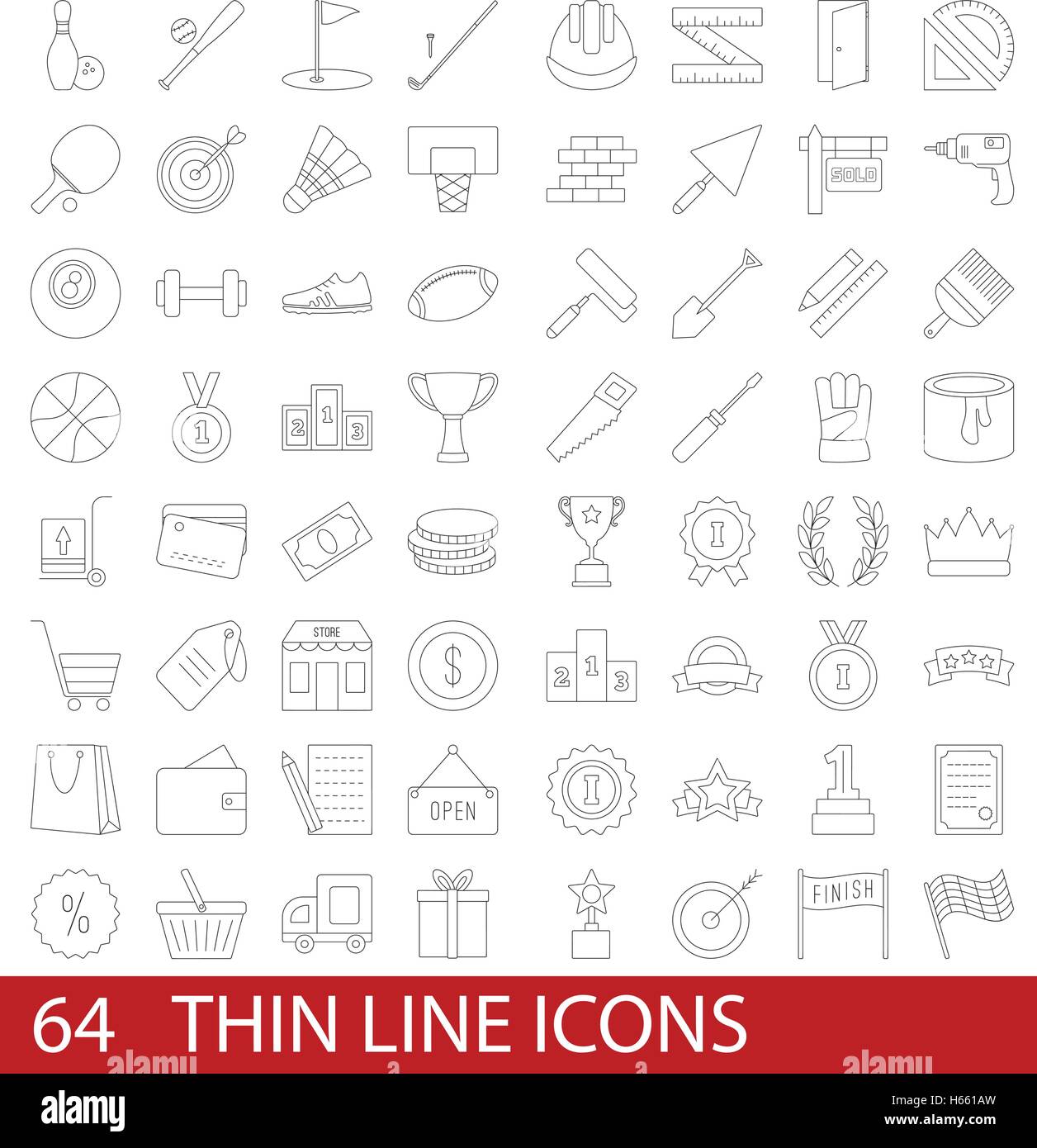 Thin line icons set Stock Vector Image & Art - Alamy