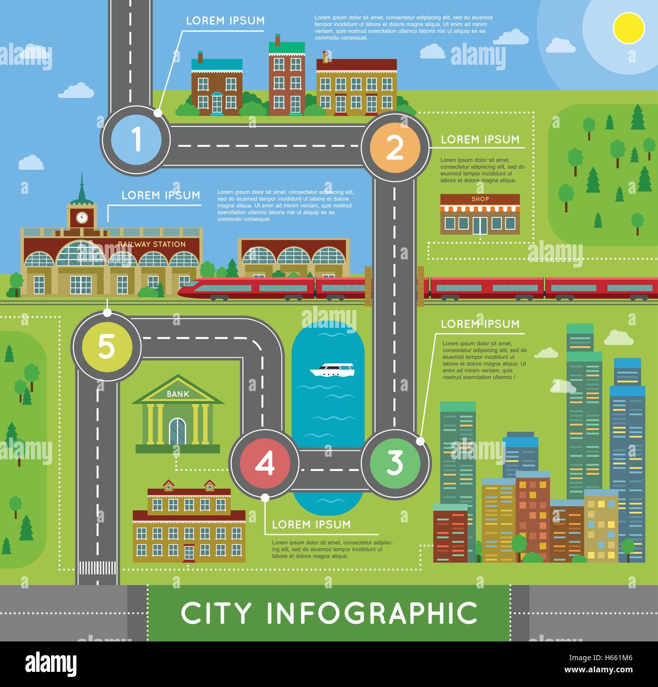 Flat city infographic Stock Vector Image & Art - Alamy