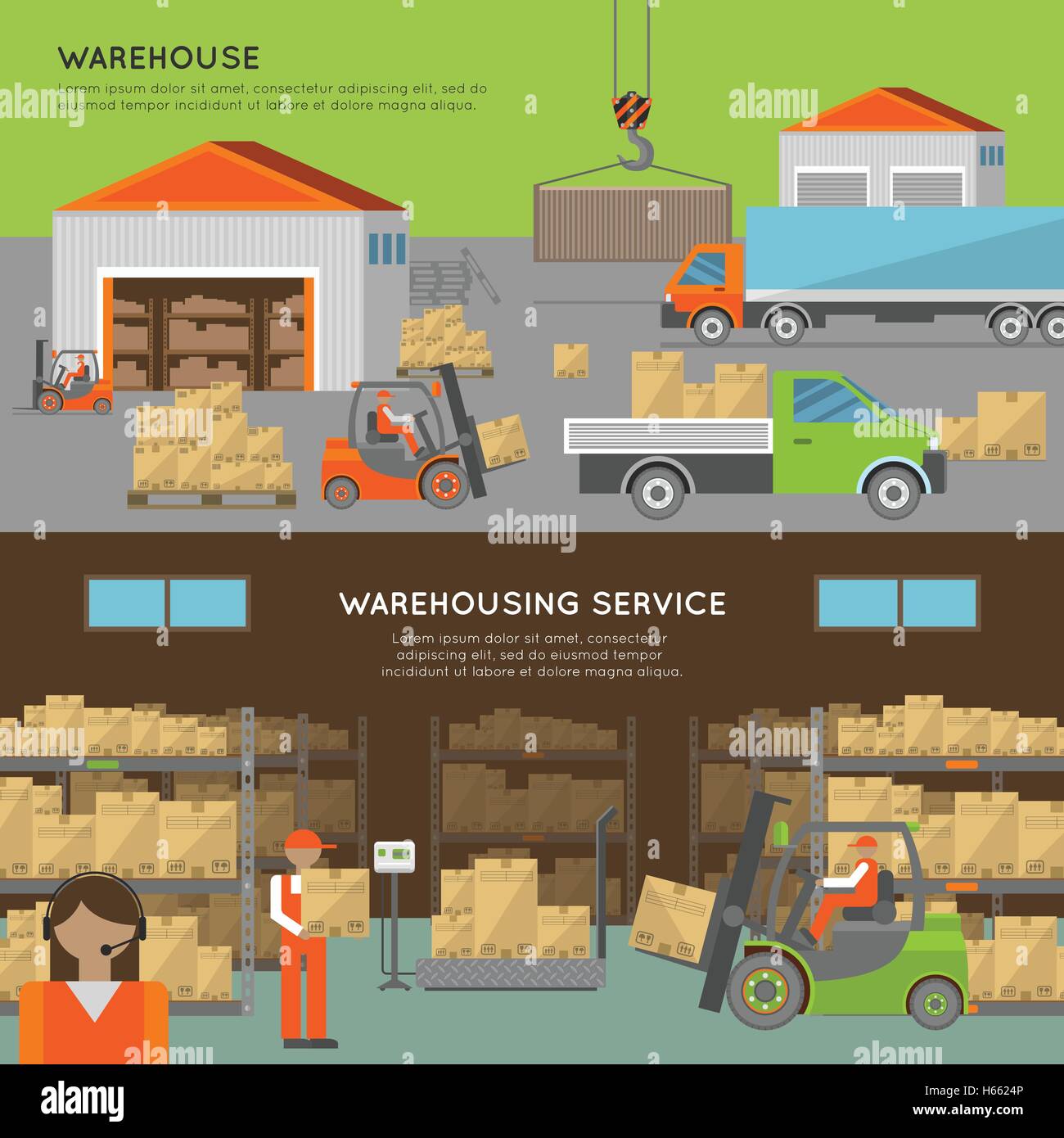 Warehouse transportation banners Stock Vector Image & Art - Alamy