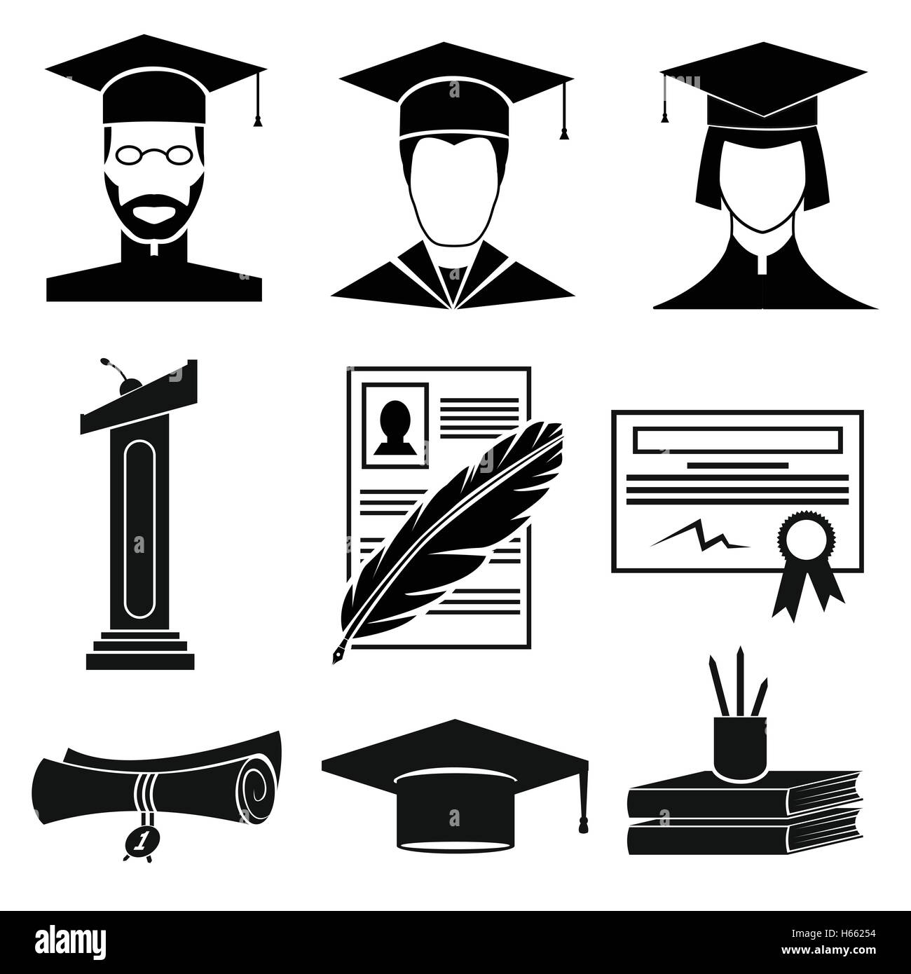 Graduation icons set Stock Vector Image & Art - Alamy