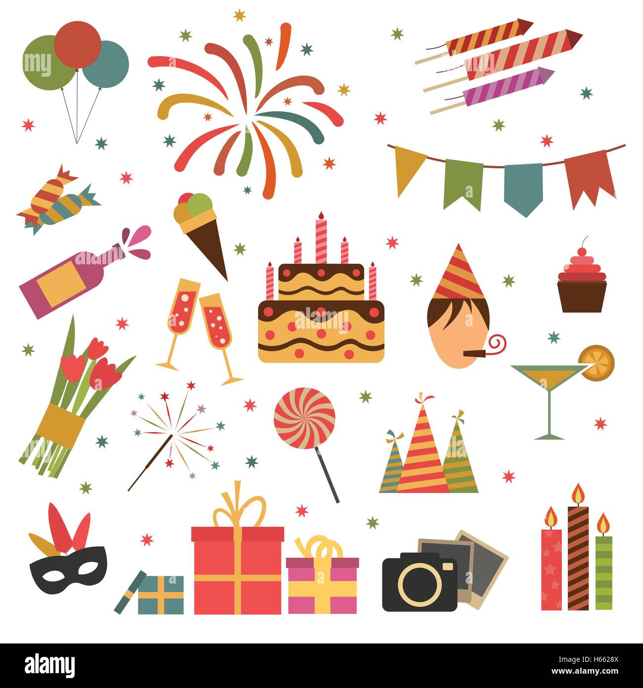 Birthday party icons Stock Vector Image & Art - Alamy