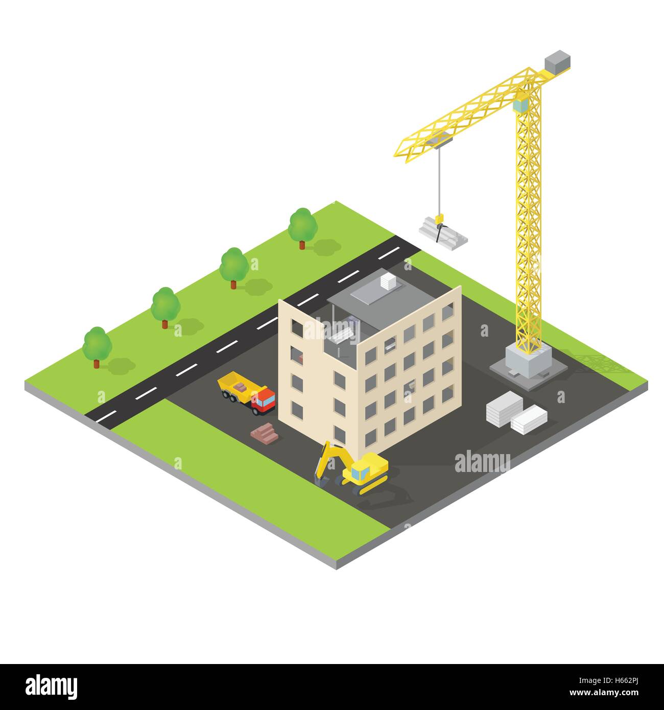 Isometric house under construction Stock Vector Image & Art - Alamy
