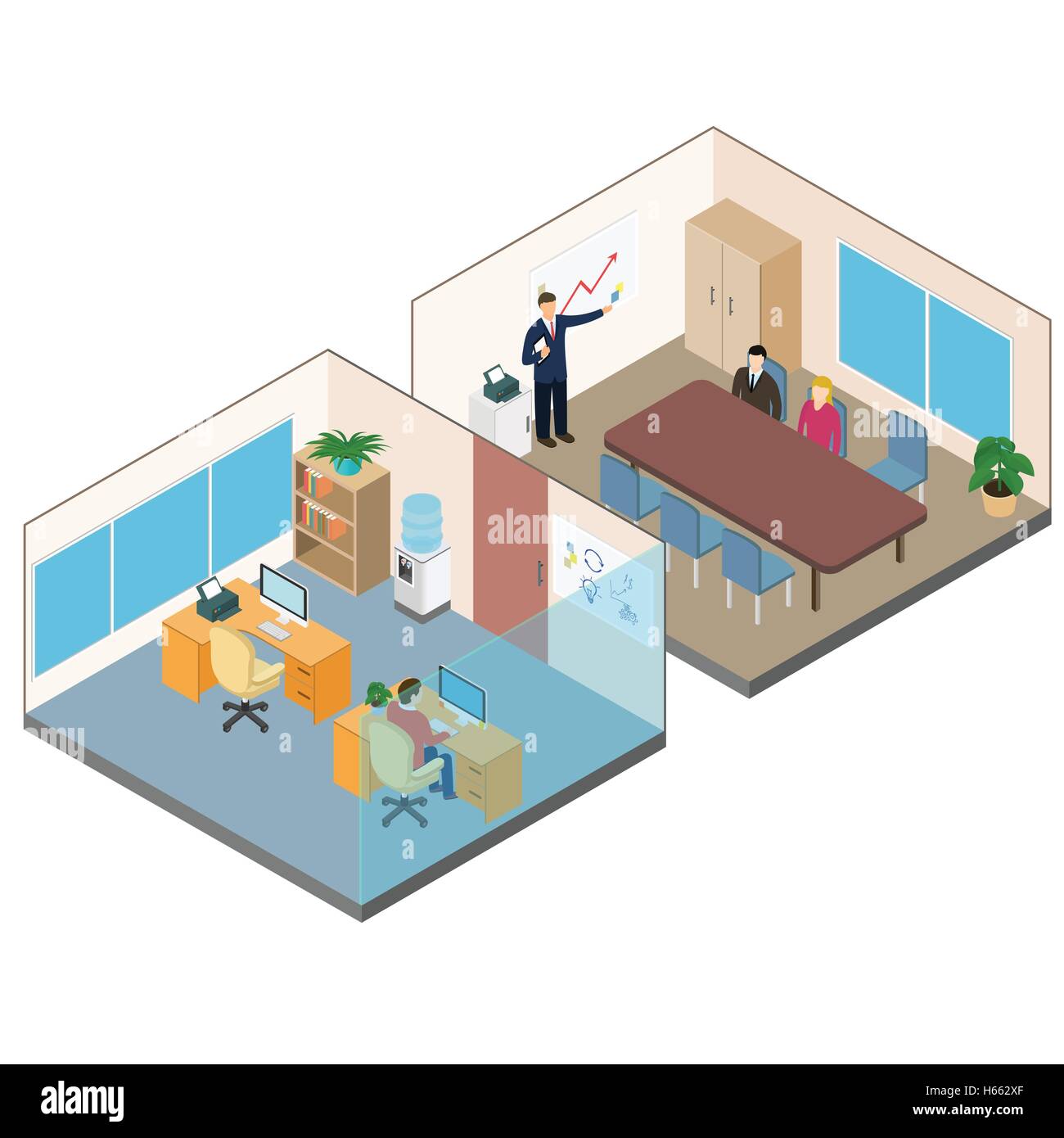 Flat isometric reception interior hi-res stock photography and images ...