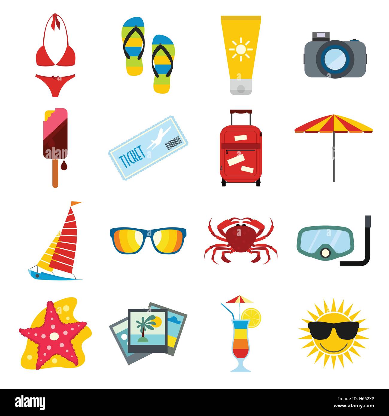 Summertime icons set Stock Vector Image & Art - Alamy