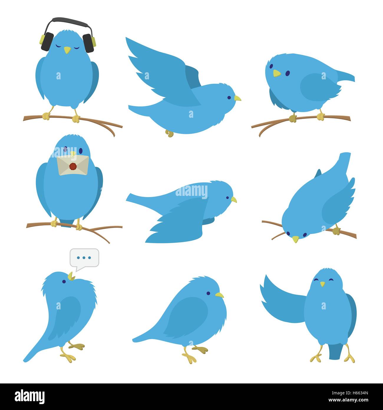 Blue birds set Stock Vector Image & Art - Alamy
