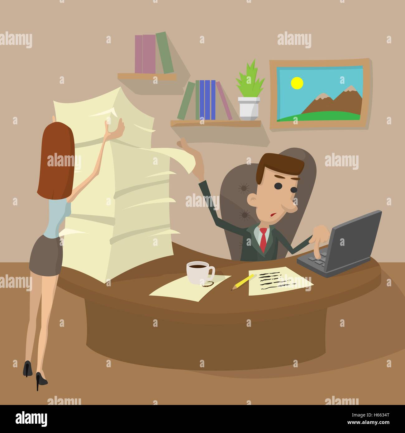 Hard Working cartoon concept Stock Vector Image & Art - Alamy