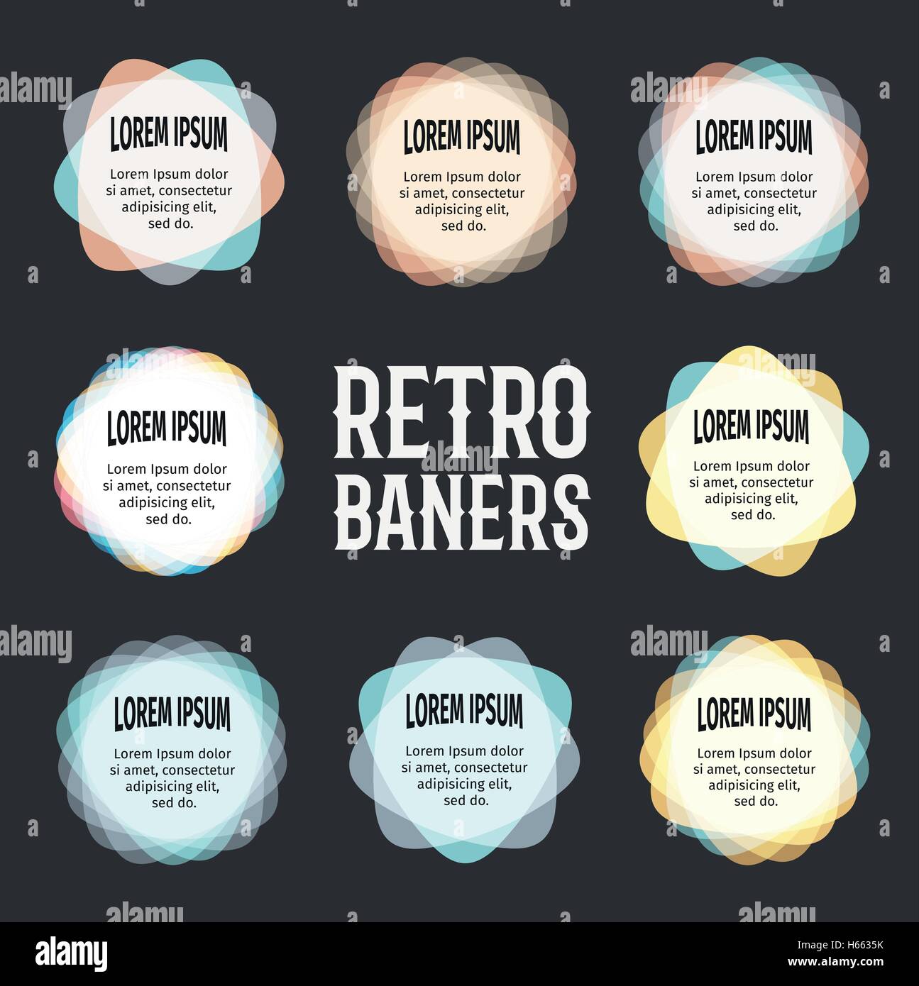 Isolated abstract bright colorful round shape logo set on the black ...