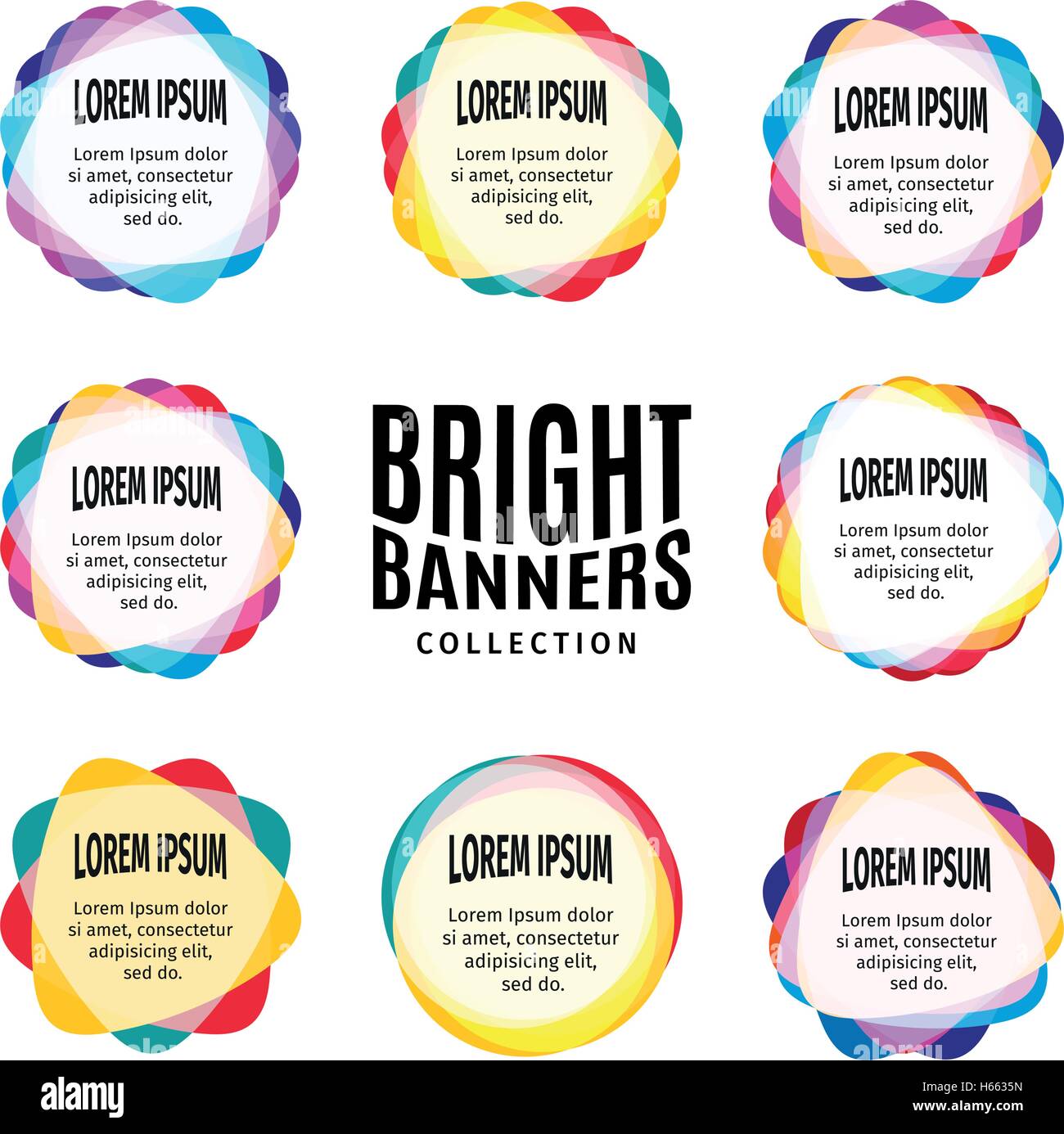 Isolated abstract bright colorful round shape logo set on the white ...