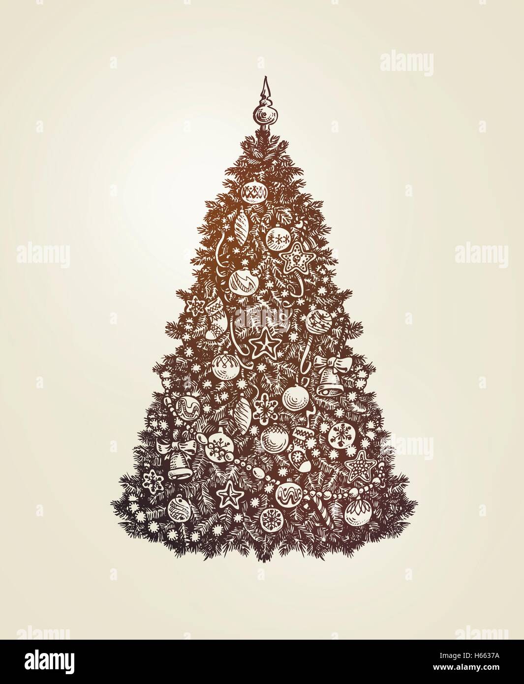 Christmas tree toys doodle Stock Vector Images - Alamy