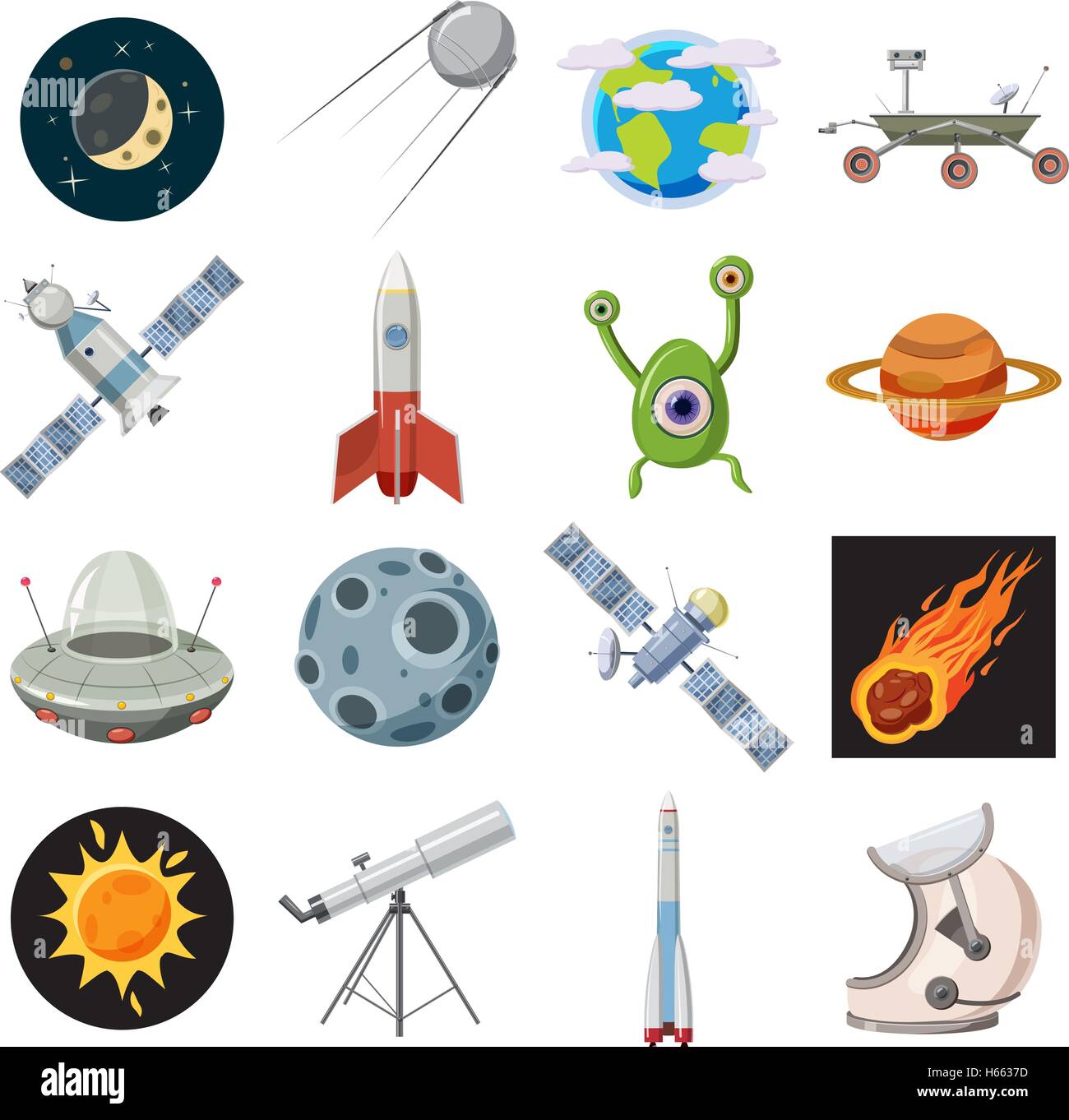 Space icons set, cartoon style Stock Vector Image & Art - Alamy