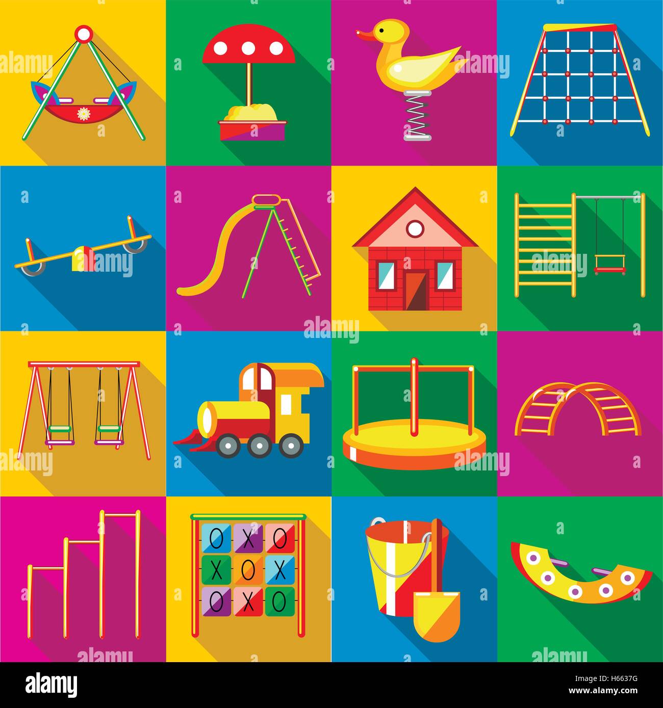 Playground icons set, flat style Stock Vector Image & Art - Alamy