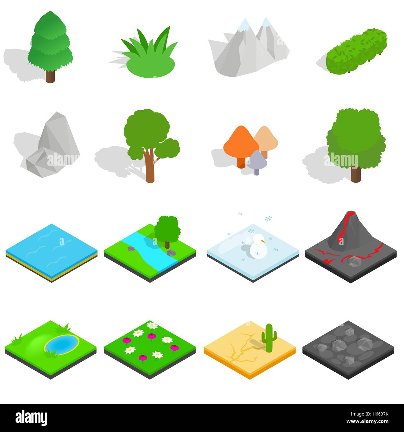 Landscape icons set, isometric 3d style Stock Vector Image & Art - Alamy
