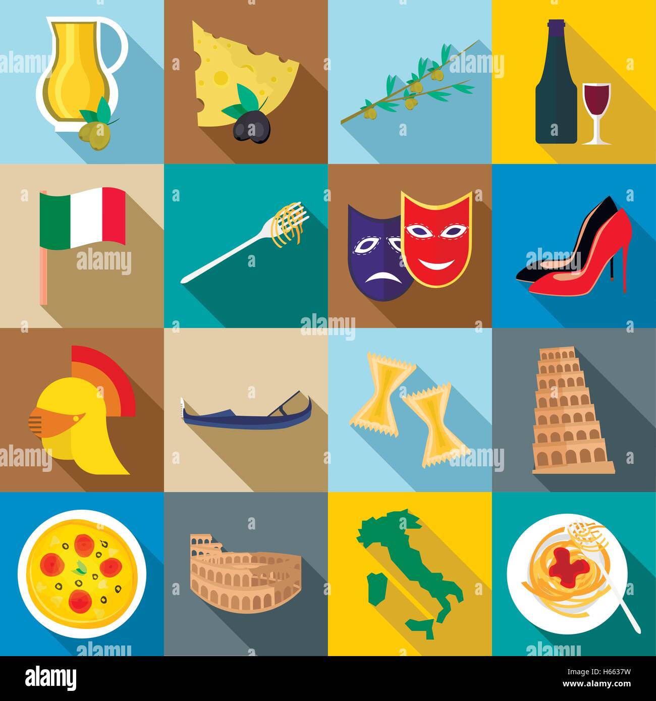 Italia icons set, flat style Stock Vector Image & Art - Alamy